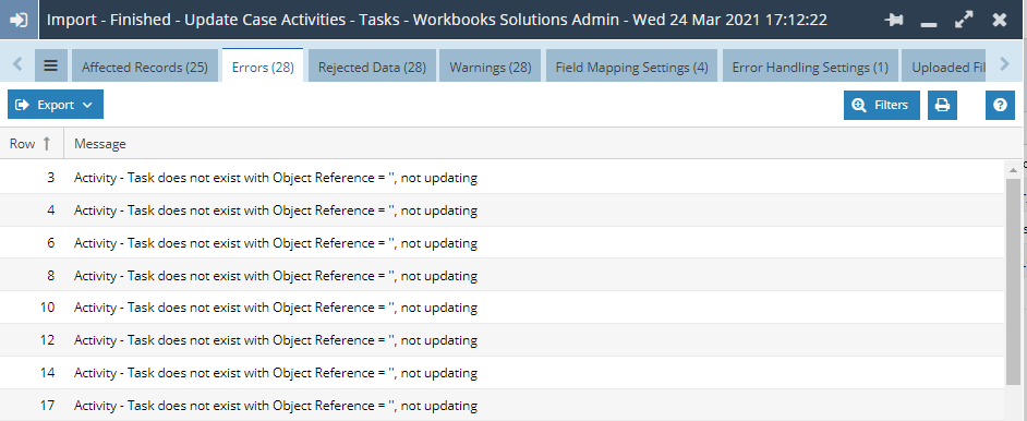 Managing your Imports | Workbooks CRM Support